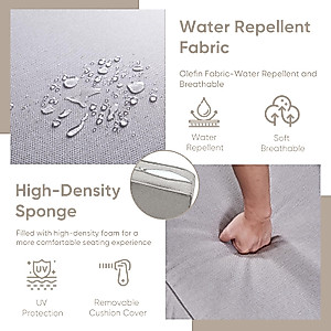 HUMMUH Outdoor Swivel Chairs Set of 2 - Swivel Patio Chairs with 4" Wide Armrest Patio Chairs for Deck Porch Balcony Garden-Brown/Beige