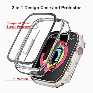 12 Pack Case with Tempered Glass Screen Protector for Apple Watch 44mm SE 2 Series 6 5 4 SE, Cuteey Full Protective Matte PC Cover for Iwatch 44mm Accessories