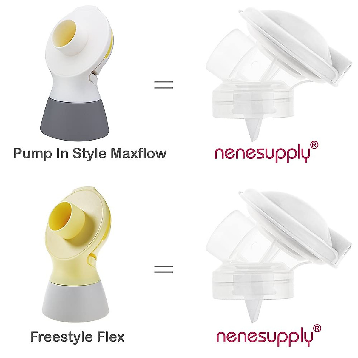 NENESUPPLY Pump Parts with 21mm Flanges Compatible with Medela Pump in Style Maxflow Breastpump and Personalfit Flex. Incl. Flange Membrane Connector Tubing Valve. Not Original Medela Pump Parts