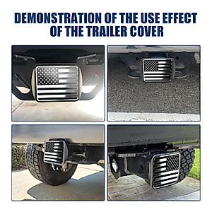 ZKFAR Pack-1 Trailer Hitch Cover, American Flag Plug Cover, Metal Rear Receiving Tube Cover, 2" Automotive Dust Plug, Protective Cover with Pin Bolt, Universal for Most SUVs, Trailers (Silver)