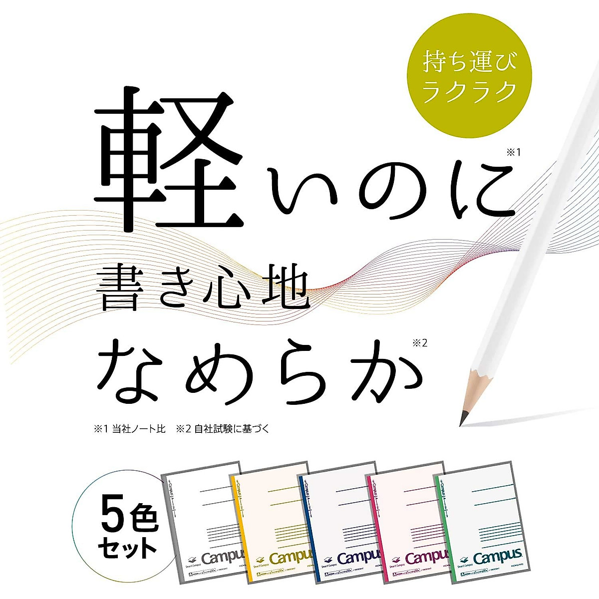 KOKUYO Composition Notebooks, 5 Pack Smart Campus Semi-B5 Comp Book with Dot B 6mm Ruled, 30 Sheets, School Lined Notebook in White, Journal Notebook for Women Work Study Note Taking (NO-GS3CWBTX5)