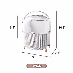 MASSY Egg Shape(Oval) Makeup Storage Box, Countertop Portable Vanity Cosmetics Organizer Preppy Style (MBOX-Ship From California)