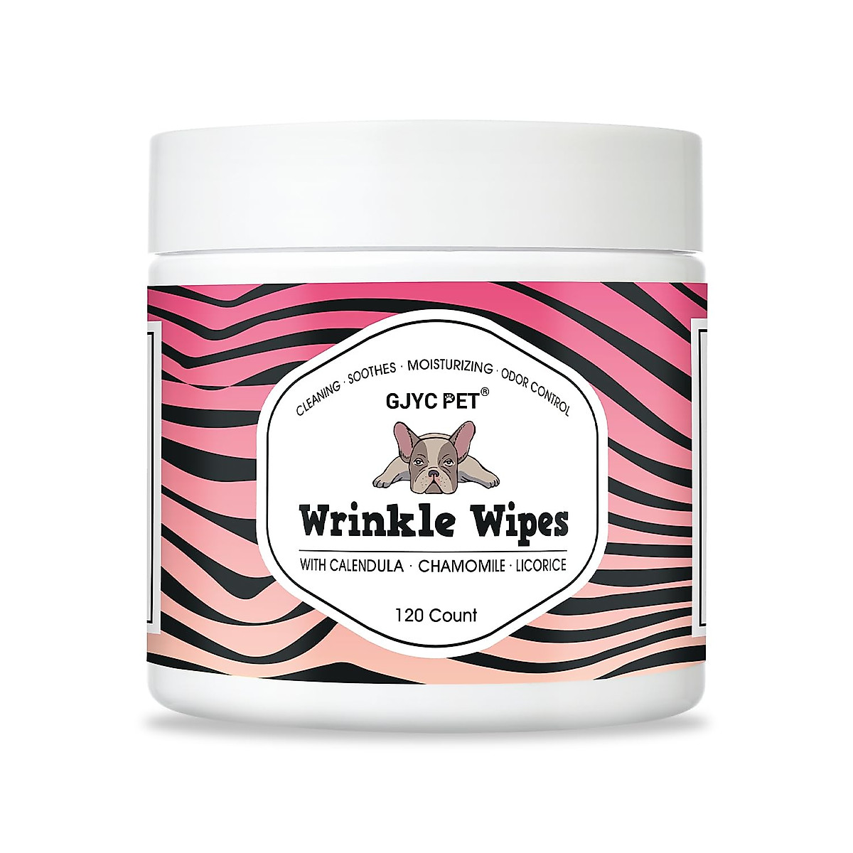 Natural Wrinkle Wipes for Dogs, 120 Count, Hypoallergenic Dog Wipes, Wrinkle Wipes French Bulldog, Cleaning & Deodorizing, Dog Wipes for Grooming Faces, Paws & Butts