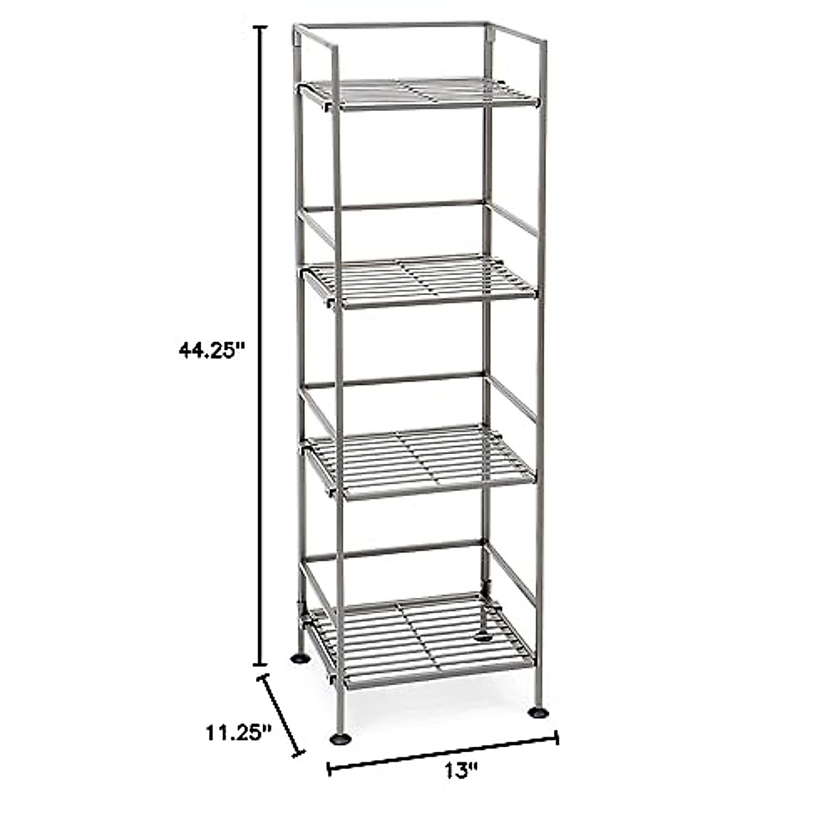 Seville Classics Iron Slat Tower Shelving, 4-Tier (Pewter)