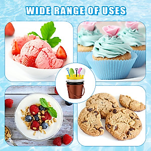 40 Pcs Bucket Cake Cups and Mini Shovel Spoons Set, Plastic Dessert Cups Summer Beach Themed Cupcake Bucket Colorful Ice Cream Yogurt Containers Holder with Scoops for Pudding Mousse DIY Baking