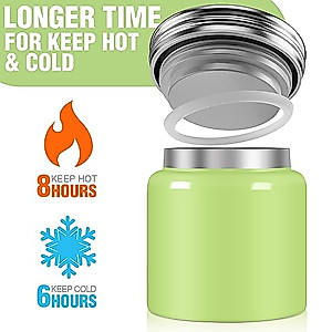 MZLMZL Kids Thermoses for Hot Food,10oz Leak-Proof Insulated Food Container,Soup Termoses Para Comida Caliente,Coffee Canister Wide Mouth Design Food Jars Hot or Cold Meals Lunch Box (Green)