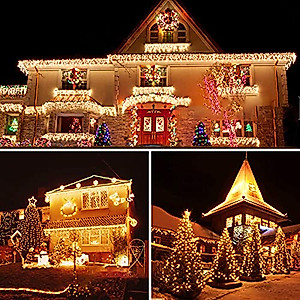 BHCLIGHT Extra-Long 95FT 240 LED Green Wire Christmas String Lights Outdoor/Indoor, Christmas Tree Lights with 8 Modes, Plug in String Lights for Party Christmas Decorations (Warm White)