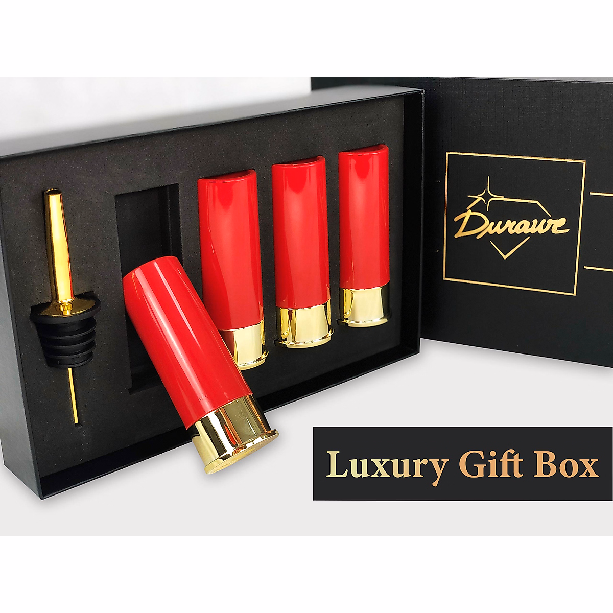 12 Gauge Bullet Shot Glass Gift Set, Bullet Glass with Pourer, Shotgun Shell Shot Glasses Set, Plastic Bullet Shot Glasses, Shot Gun Shell Shape Best Gifts For Men, Gift Set, Xmas Present