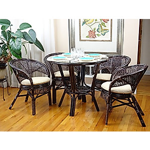 Wickerix Pelangi Handmade Rattan Dining Wicker Chair w/Cushion, Dark Brown