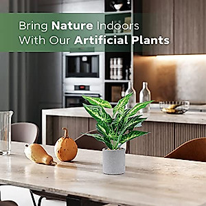 JC nateva 16" Small Fake Plants Artificial Potted Faux Plants for Office Desk Shelf Bathroom Home Decor