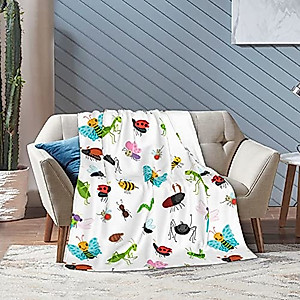 Insects Blanket Air Conditioning Cute Blanket Soft, Animals Throw Blanket Flannel Funny Blanket(50"x40")