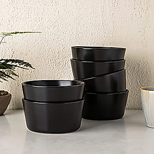 AmorArc Stoneware Cereal Bowls for Kitchen, 26 ounce Ceramic Soup Bowls Set of 6 for Oatmeal Snacks Soup Cereal, Chip-Resistant Kitchen Bowls, Matte Black