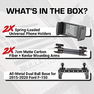 Bulletpoint Metal Dash Mount with 2 Phone Holders Bundle Compatible with 2015-2020 Ford F150 & 2017+ F250/F350 Super Duty - Dual 20mm Ball Dash F150 Phone Mount (13th Generation)