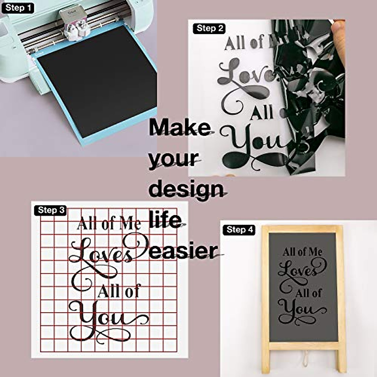 HTVRONT Black Permanent Vinyl for Cricut - 12" x 50 FT Black Vinyl Roll, Adhesive Vinyl Sheets for Cricut, Silhouette and Cameo