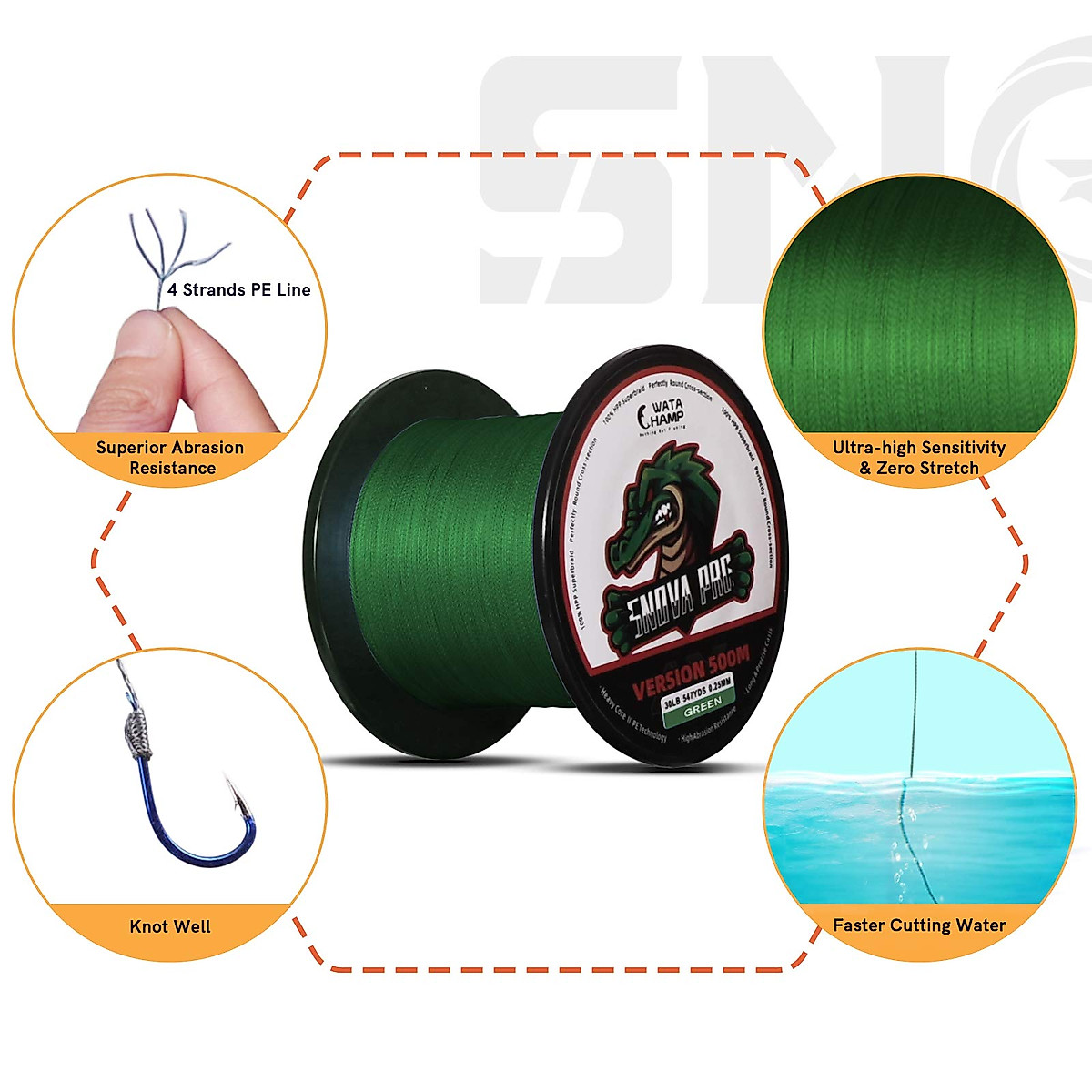 WataChamp Snova Pro Braided Fishing Line 6lb-100lb Incredible Superline Abrasion Resistant Braided Lines Super Strong High Performance (2 Spools for 164 Yards Package)