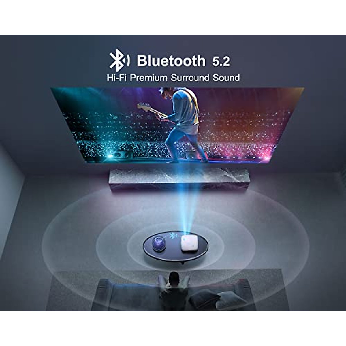 [Auto Keystone] 5G WiFi Bluetooth 5.2 Projector, WiMiUS Upgrade K7 550 ANSI Lumen Full HD 4K Projector Outdoor Projector, Zoom, 500'' Display 6D Keystone, 4D,4P Home Theater Projector (Brightest)