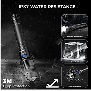 Lylting Rechargeable Flashlights High Lumens, 900,000 Lumens Super Bright Led Flashlight with 5 Modes, Waterproof Flash Light Multifunctional Flashlights for Camping Emergencies