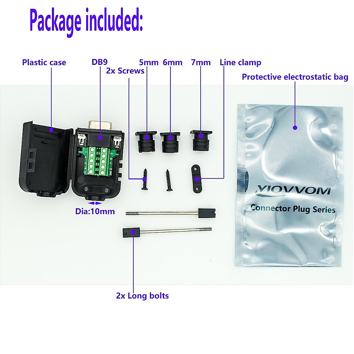 YIOVVOM DB9 Breakout Connector to Wiring Terminal RS232 D-SUB Male Serial Adapters Port Breakout Board Solder-Free Module with case(Female Serial Adapter)