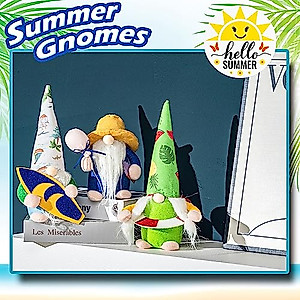 DraMosary 3PCS Beach Gnomes Summer Gnomes Plush Swedish Gnomes Decorations Handmade Housewarming Gift Gnomes Nisse Scandinavian Tomte Elf World Dwarf Hawaii Home Household Farmhouse Gift Decor