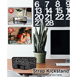 Cisland Leopard Cheetah A54 Case with Strap Stand Kickstand, Cute Case for Women Girly Designer for Girls Silicone Compatible with Samsung Galaxy A54 5G Leopard Cheetah Print Black