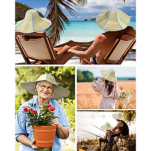 Foldable Straw Hat for Farmer Men Women Adult Fishing Sun Fan Cap Summer Cool Floppy Wide Brim Beach Hat Light Brown