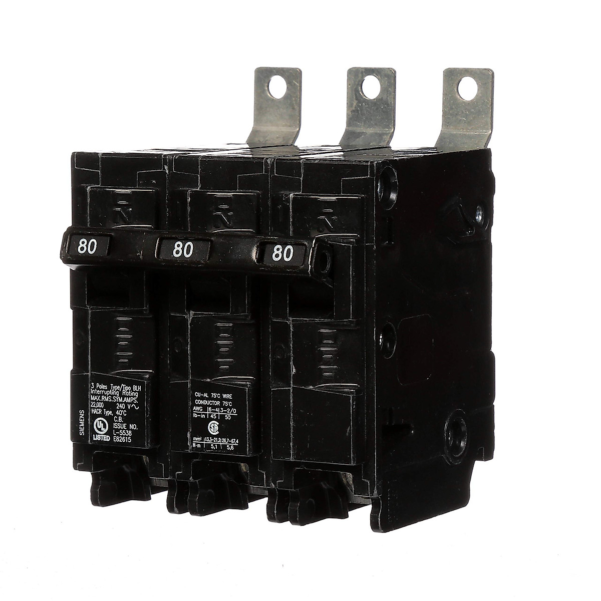 Siemens B380H 80-Amp Three Pole 240-Volt 22KAIC Bolt in Breaker