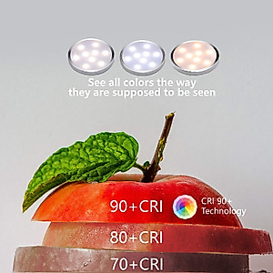 LED Dimmable Under Cabinet Lighting Kit,12V 6 Pack Wired Puck Lights with Remote Control, Plug in Under Counter Lighting Fixtures for Kitchen,Bookcase,Showcase,Shelf (Warm White)