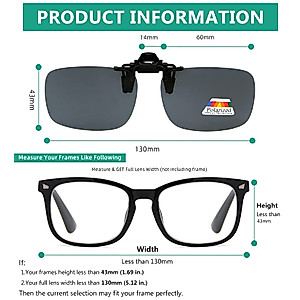 Eyekepper Flip-up Clip-on Sunglasses Polarized 60x43 MM 4-Pack Metal Glasses Clip