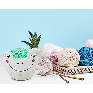 Generic Frog Ceramic Yarn Bowl for Knitting and Crocheting. This Decorative Wool HolderYarn Organizer Makes a Great Gift for Crochet Lovers. (Frog)