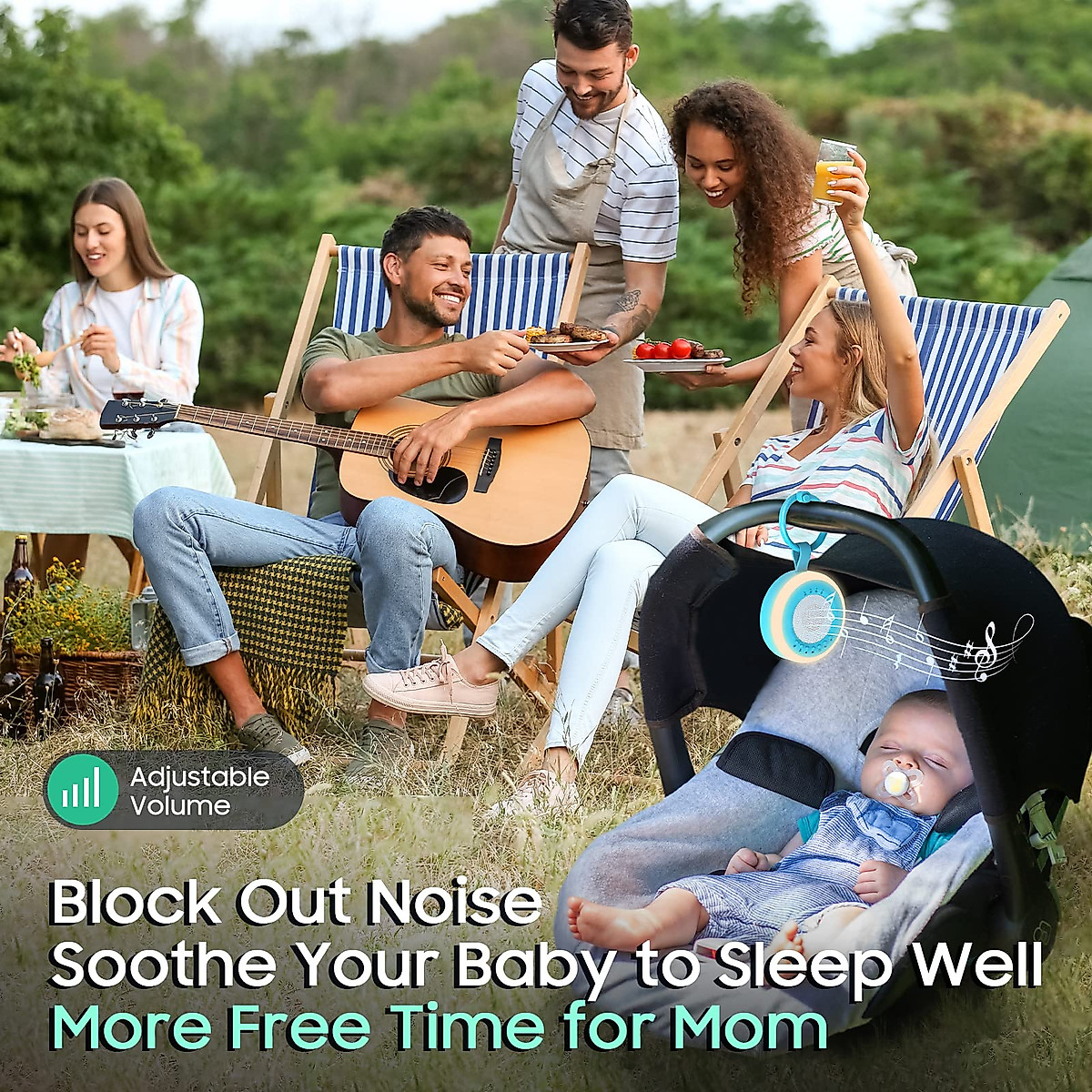 Portable Sound Machine for Baby Sleeping, Travel White Noise Machine with Night Light