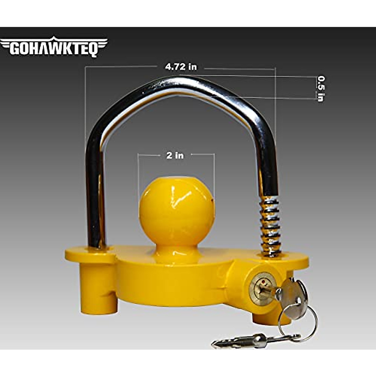 GOHAWKTEQ Universal Coupler Lock Universal Coupler Trailer Hitch Security Lock Adjustable Storage Security Heavy-Duty Steel fits 1-⅞", 2", and 2-5/16" couplers Replaces#72783