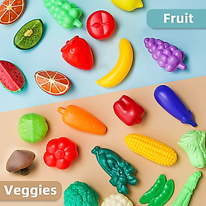 Shimfun 130pc Play Food Set for Kids & Toddlers Kitchen Toy Playset. Pretend Play Fake Toy Food, Play Kitchen Accessories Food Toys, Detail for Fun & Education Kitchen Toys. Best Gift Choice