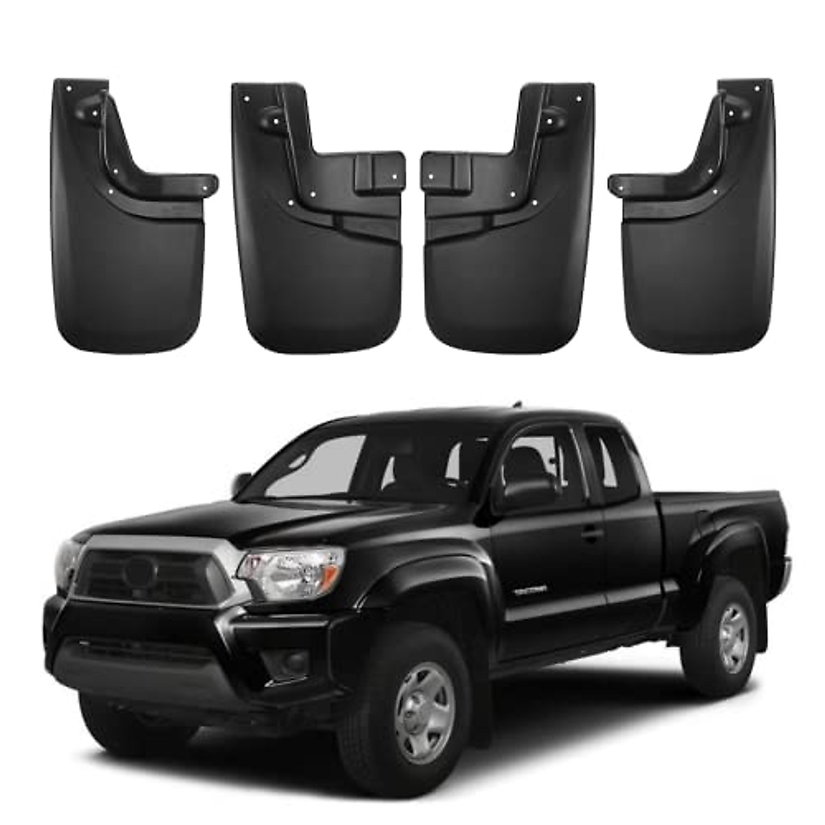 BDFHYK Mud Flaps Splash Guards 4PCS Front & Rear Side Mud Guards Compatible for 2005-2015 Toyota Tacoma with Fender Flares