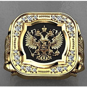 Awmnjtmgpw 18K Gold Eagle British Diamond Set Zircon Ring Atmospheric Men's Cool Ring Size 7-11 (Size 8)