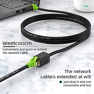 Weetcoocm Ethernet Extension Cable 20ft, Network Cat6a Extension Patch Cable RJ45 Cords Shielded Male to Female Connector (20FT)