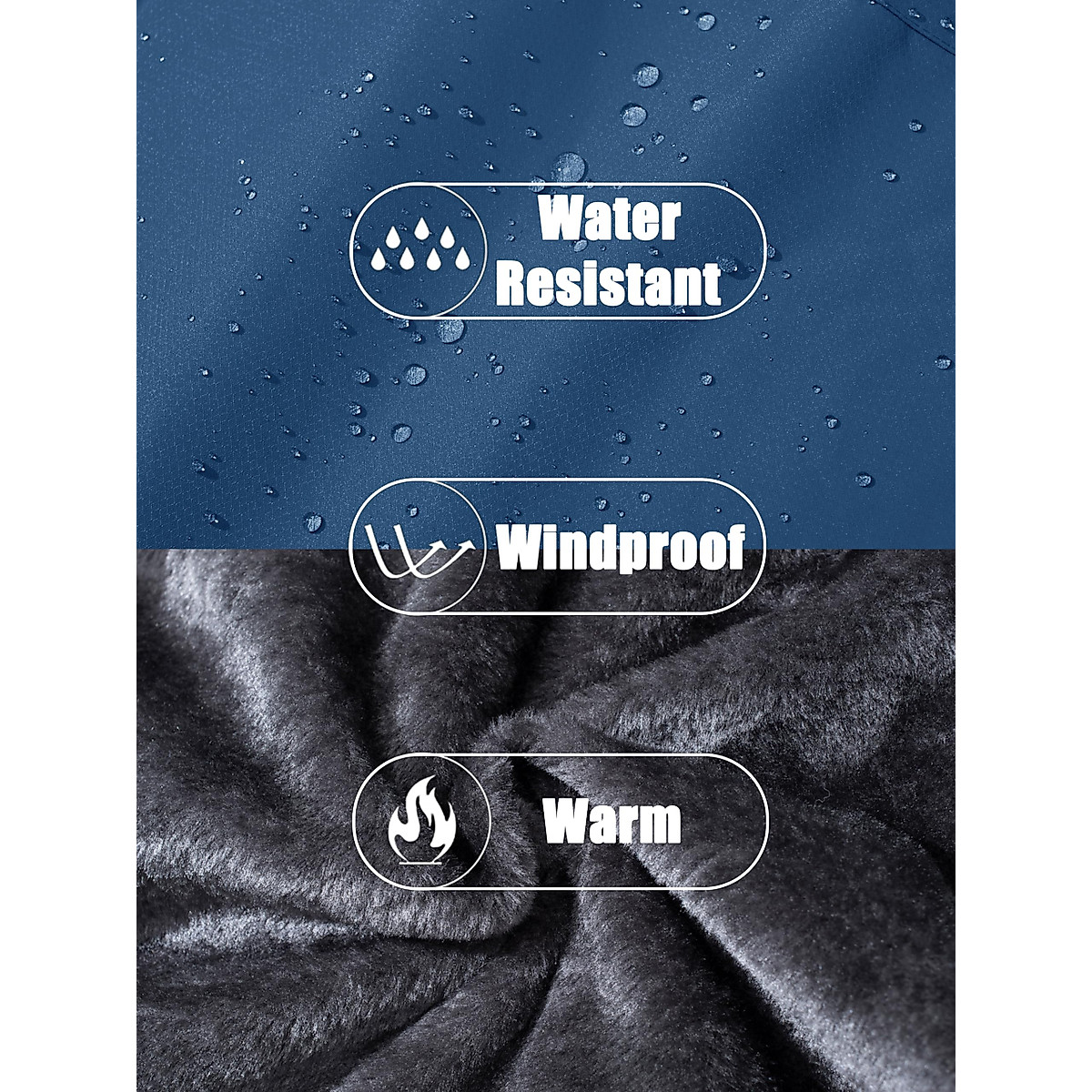 MAGCOMSEN Snowboard Jacket Men Warm Waterproof Ski Jackets Military Tactical Coat Winter Parka with Hood Raincoat Denim Blue, M