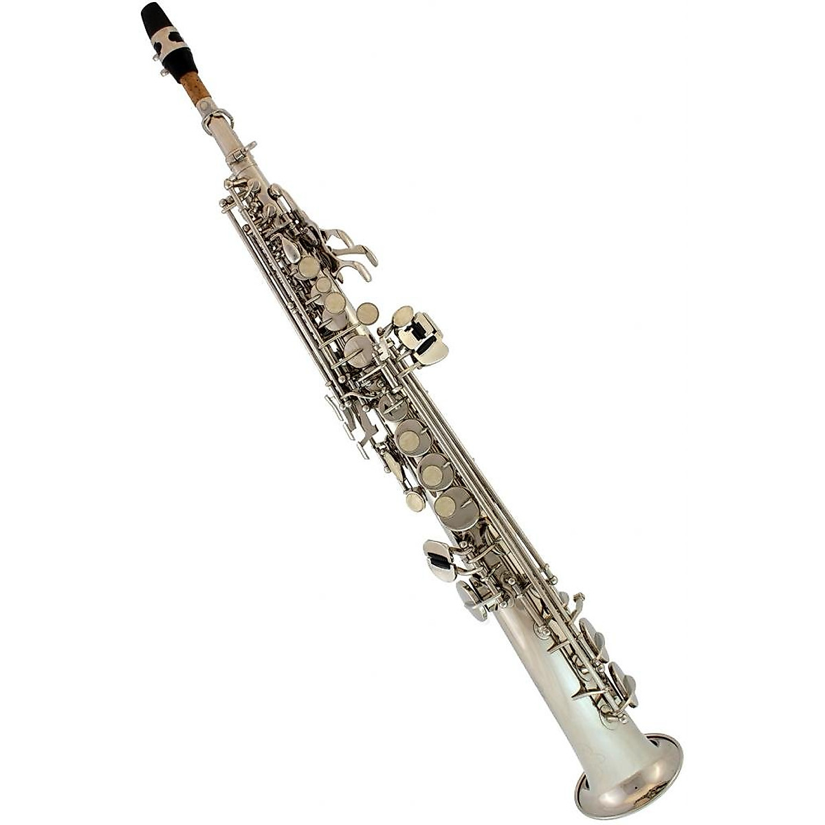 Lazarro Silver Nickel Bb B-Flat Straight Soprano Saxophone Sax Lazarro+11 Reeds,Care Kit~24 COLORS Available-300-NK