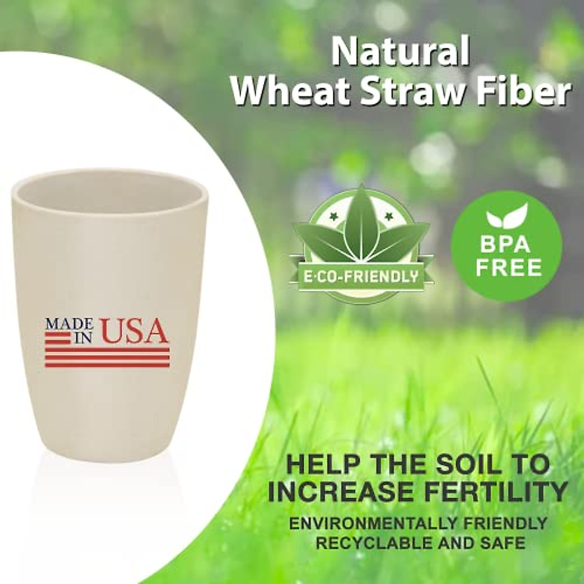 Mfacoy Wheat Straw Cups Set of 6, 12 oz Unbreakable Drinking Cups, Reusable Cups, Stackable Tumbler Cups, Colourful Water Cup Set for Kitchen, BPA Free, Dishwasher & Microwave Safe, Cups with 6 Colors