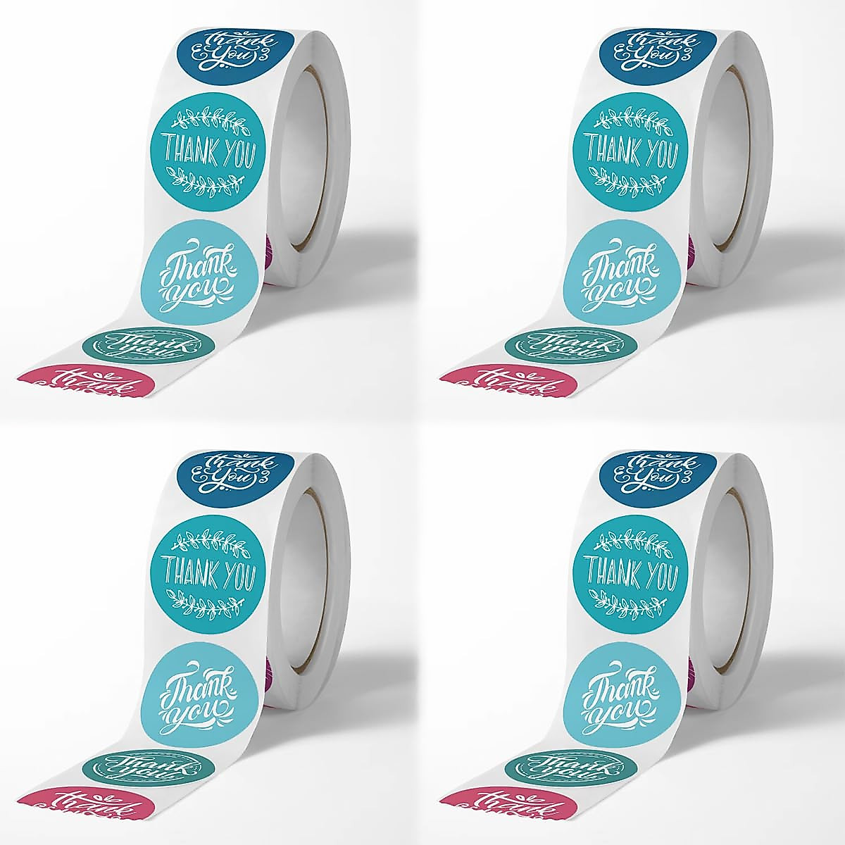 Thank You Sticker Labels 2000 Pcs(4 Rolls, 500 Pcs/Roll, 6 Designs) for Packaging Small Business, Envelope Seal (1 Inch)