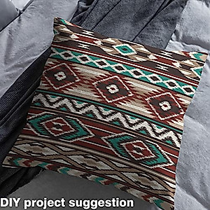 Erosebridal Western Boho Fabric by The Yard,Southwestern Aztec Upholstery Fabric,Ethnic Tribe Indoor Outdoor Fabric Retro Vintage Geometric DIY Waterproof Fabric,Burgendy Blue,2 Yards