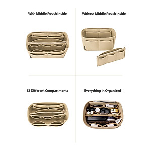 OMYSTYLE Purse Organizer Insert for Handbags, Felt Bag Organizer for Tote & Purse, Tote Bag Organizer Insert with 5 Sizes, Compatible with Neverful Speedy and More