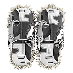 Musical Party Abstract Vector Mop Slippers Shoes Cover for Floor Cleaning Washable Dirty Hair Dust Cleaners Microfiber Mop Socks for House Kitchen Office