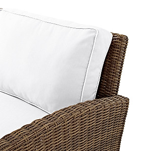 Crosley Furniture Bradenton 3-Piece Wicker Outdoor Chair Set with Side Table and Sunbrella Patio Cushions, Brown with Sunbrella Cushions