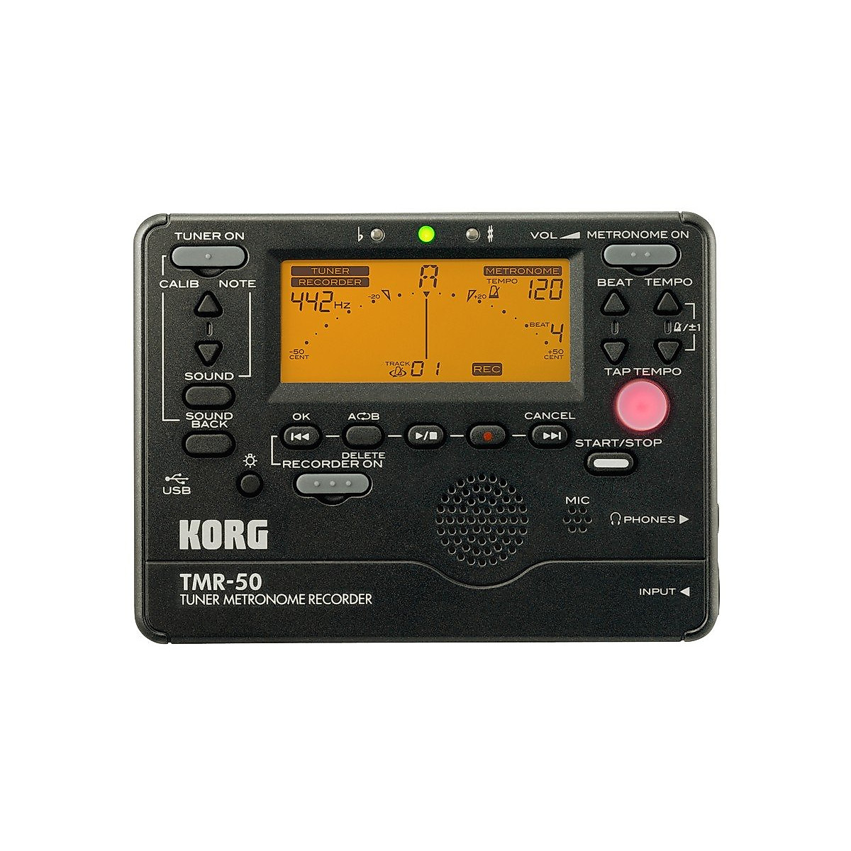 Korg TMR50BK TMR-50 Tuner Metronome Recorder - Black
