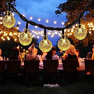 UPON Solar String Lights, 60 LED Outdoor Garden Solar Lights Crystal Ball Decorative Lights 36Ft Waterproof Indoor Outdoor Fairy Lights for Garden, Patio, Yard, Christmas [Warm White]