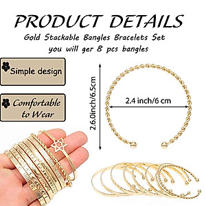 Sakytal Boho Gold Bangles Bracelets Layered Stackable Bracelet Set Hexagram Bracelet for Women