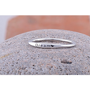 SILVERCLOSEOUT Rhodium Plated Sterling Silver Ladies Dainty Stacking Dream Ring - Size 9