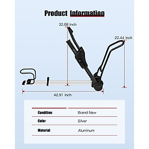 cciyu Bike Roof Carrier Fits Most Size Crossbar Aluminum Car Rooftop Bike Carrier Bicycle Racks with Lock