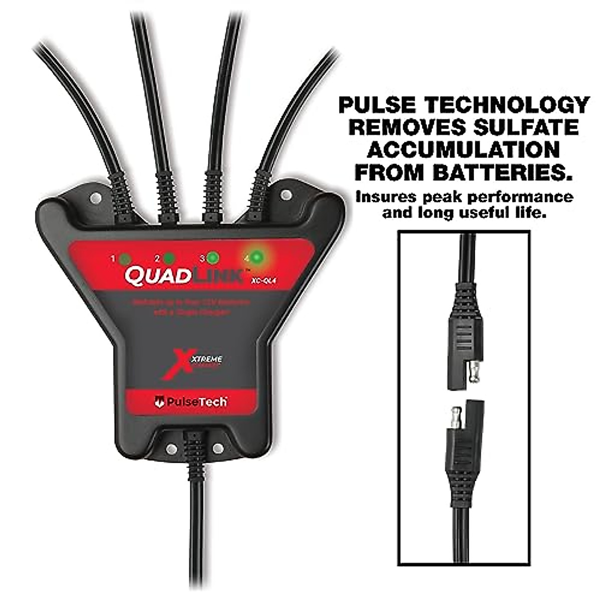 PulseTech QUADLINK – Charge 4 Batteries at The Same TIME, Your existing Charger or Ours, Four Channels from One Charger (XC-QL4)