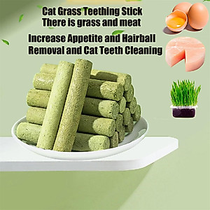Xeletu Cat Grass Teething Stick - Cat Grass Teething Stick Chicken, Cat Chew Stick Natural Molar Rod, Cat Grass Sticks for Increase Appetite and Hairball Removal and Cat Teeth Cleaning (2 Pcs)